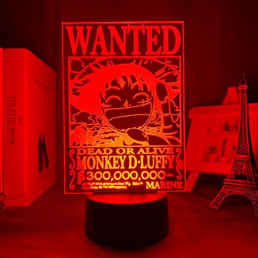 Luffy Wanted LED Lamp | Island of Anime