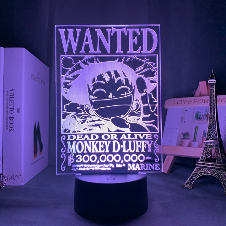 Luffy Wanted LED Lamp | Island of Anime
